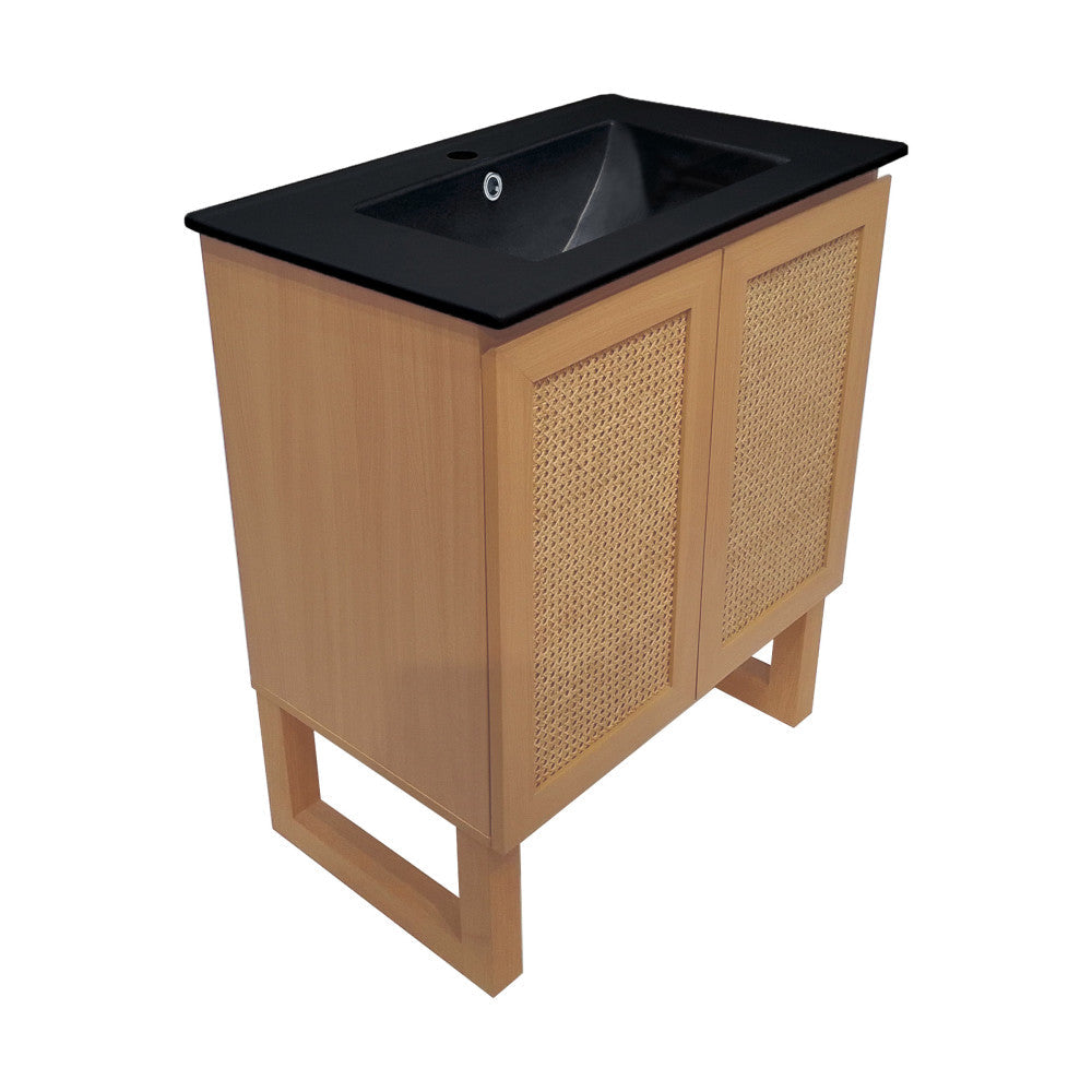 Swiss Madison Arles 30 in. Natural Oak Bathroom Vanity With Black Cera ...