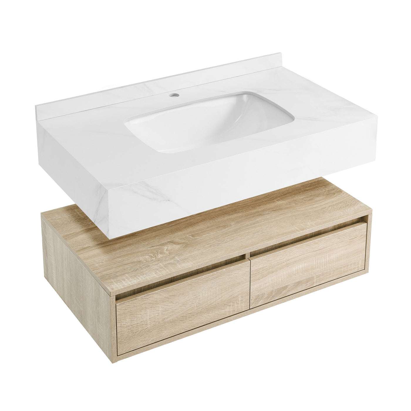 Swiss Madison Avancer 36" Wall-Mounted Bathroom Vanity in Calacatta an ...