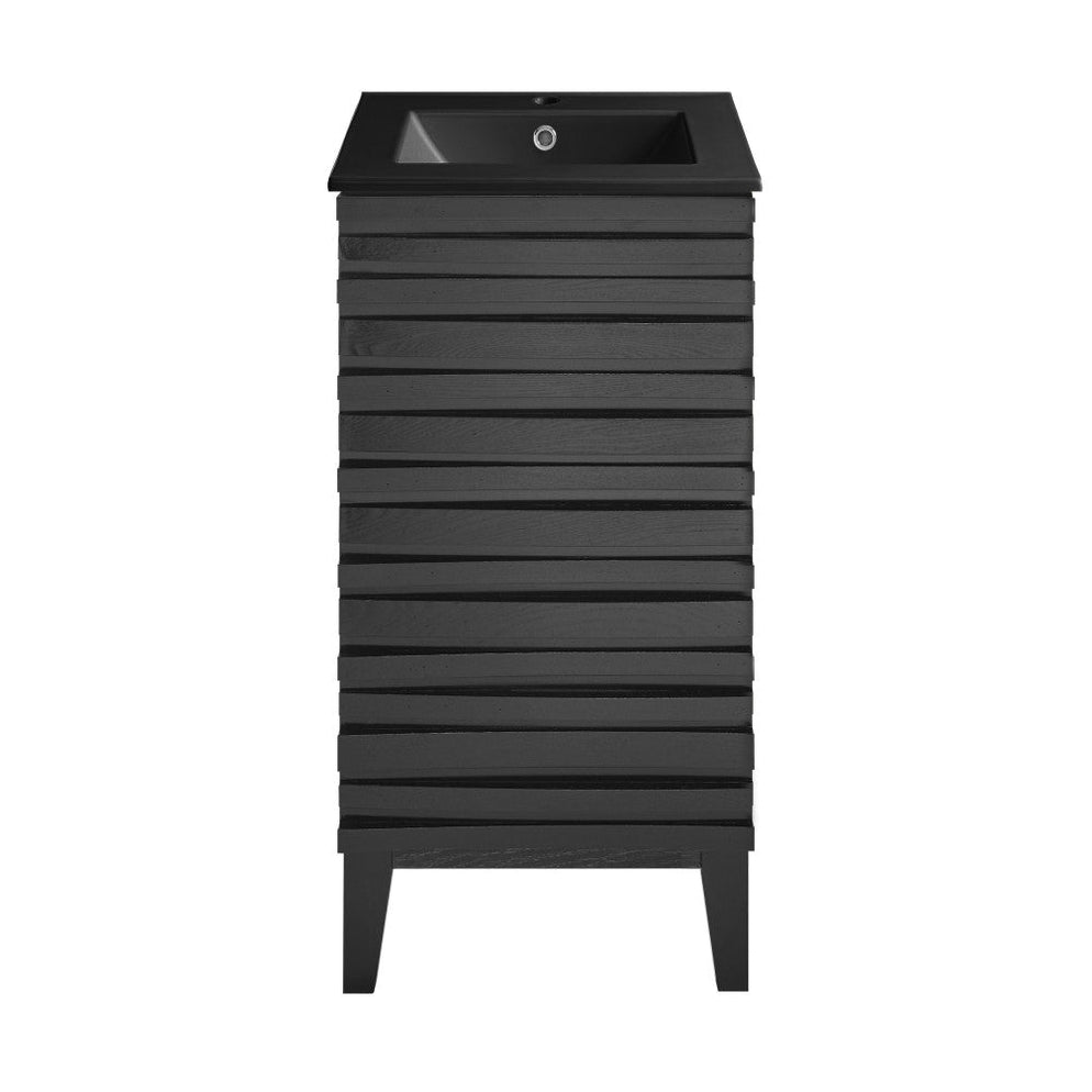 Swiss Madison Cascade 18 in. Black Oak Bathroom Vanity With Black Cera ...