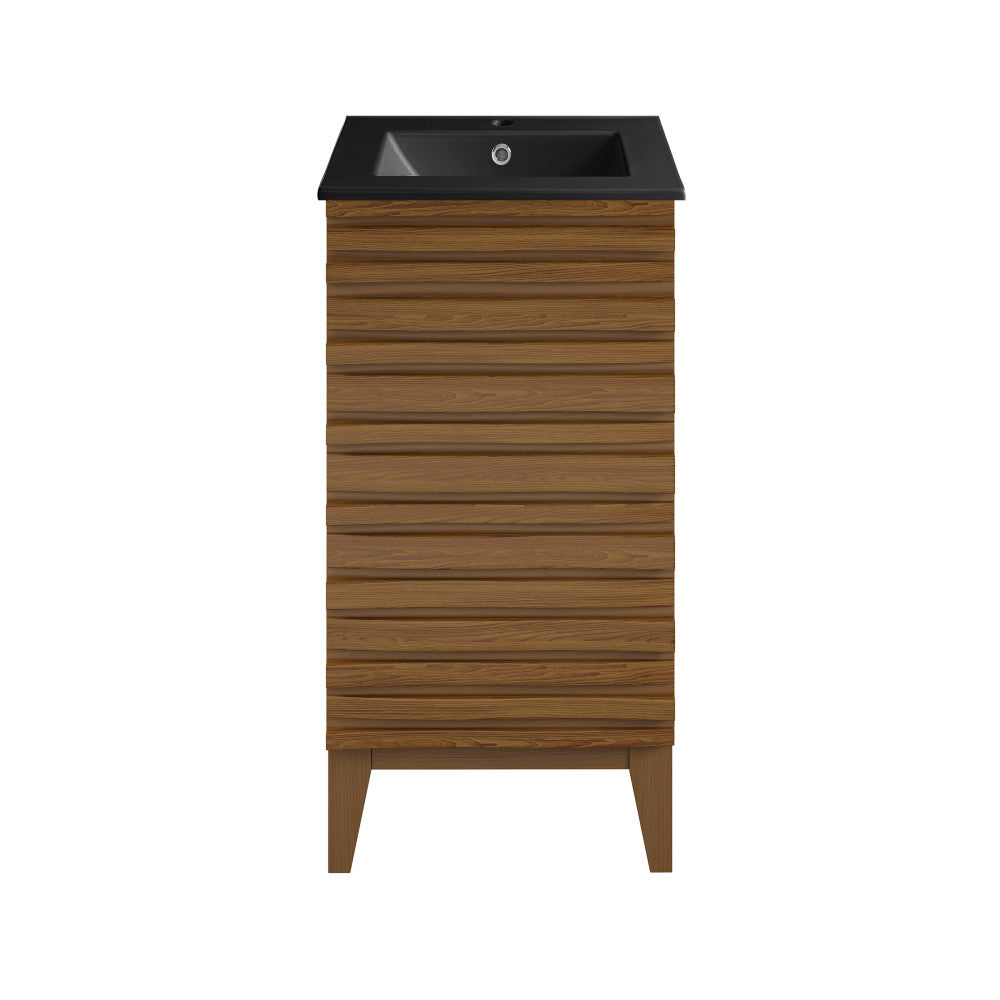 Swiss Madison Cascade 18 in. Brown Oak Bathroom Vanity With Black Cera ...