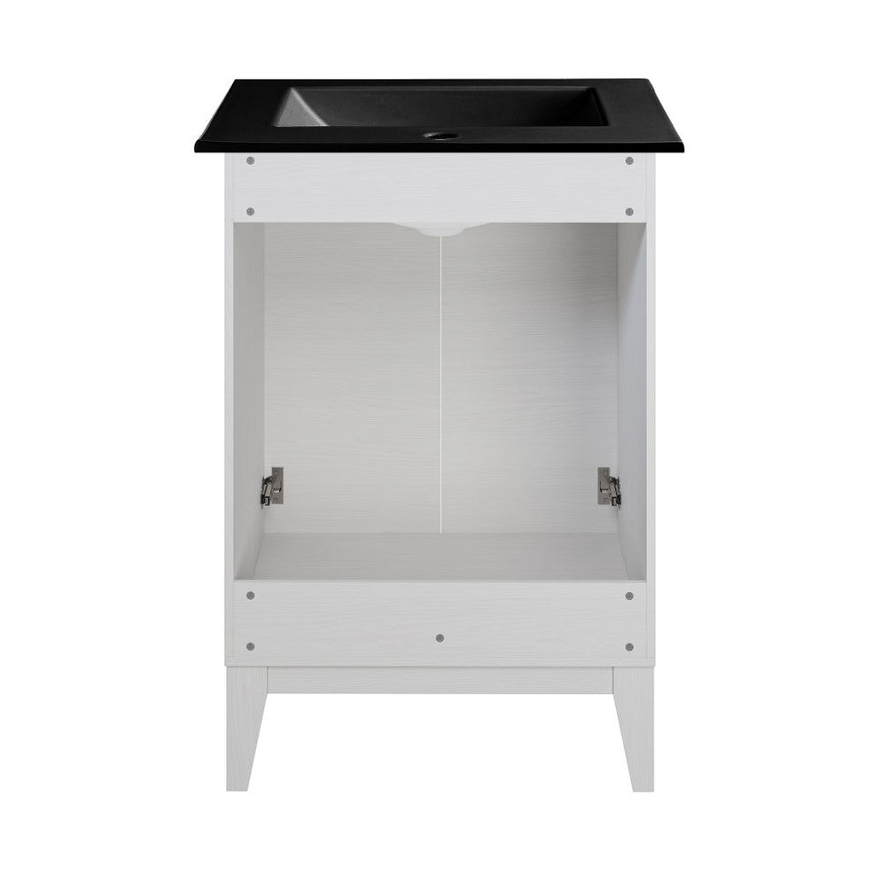 Swiss Madison Cascade 24 in. White Oak Bathroom Vanity With Black Cera ...
