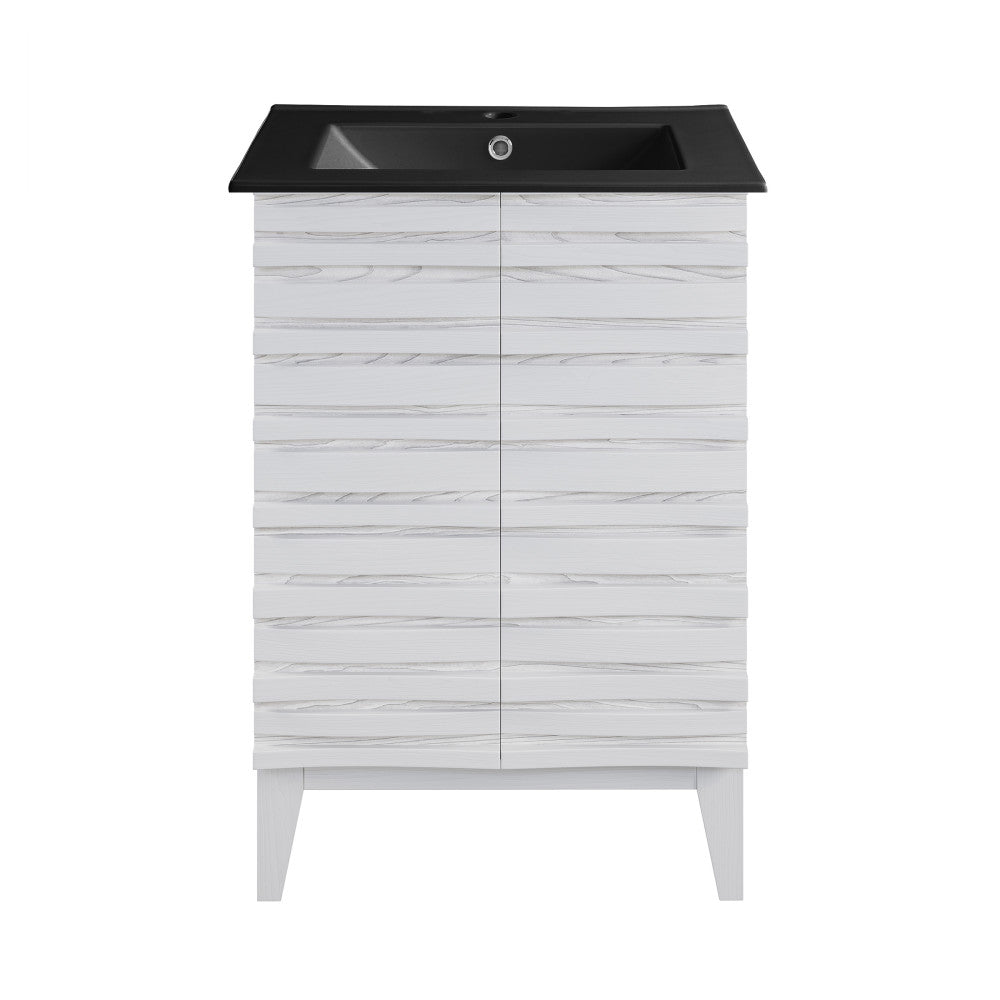 Swiss Madison Cascade 24 in. White Oak Bathroom Vanity With Black Cera ...