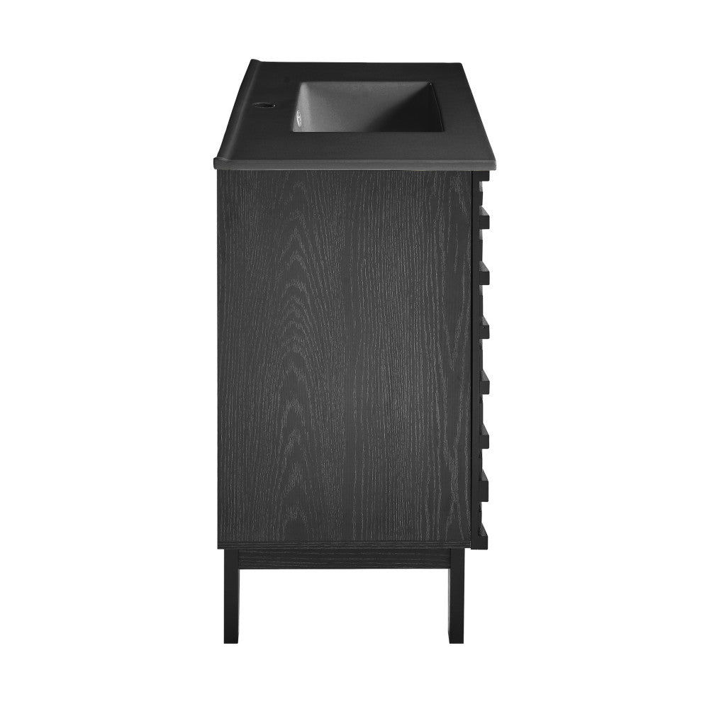 Swiss Madison Cascade 36 in. Black Oak Bathroom Vanity With Black Cera ...