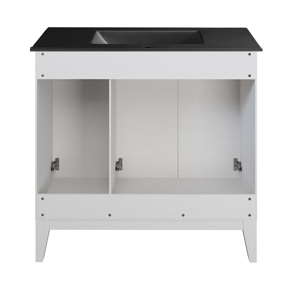 Swiss Madison Cascade 36 in. White Oak Bathroom Vanity With Black Cera ...