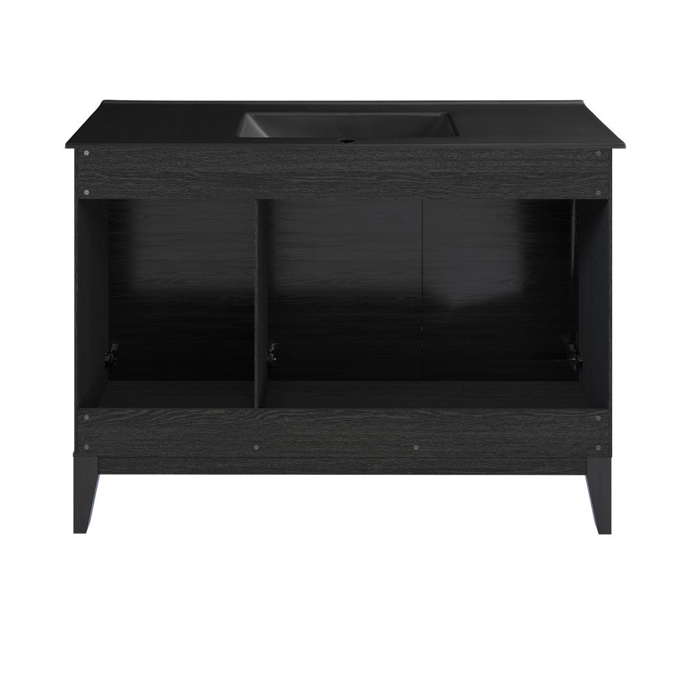 Swiss Madison Cascade 48 in. Black Oak Bathroom Vanity With Black Cera ...